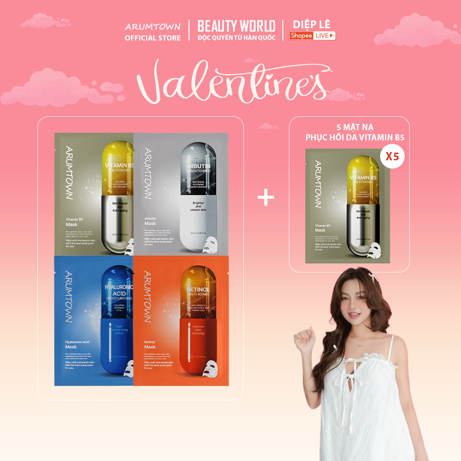 Combo 10 Mặt nạ Arumtown Cấp Ẩm Dưỡng Sàng Làm Dịu Da Retinol + Arbutin + B5 + Hyaluronic Acid ...