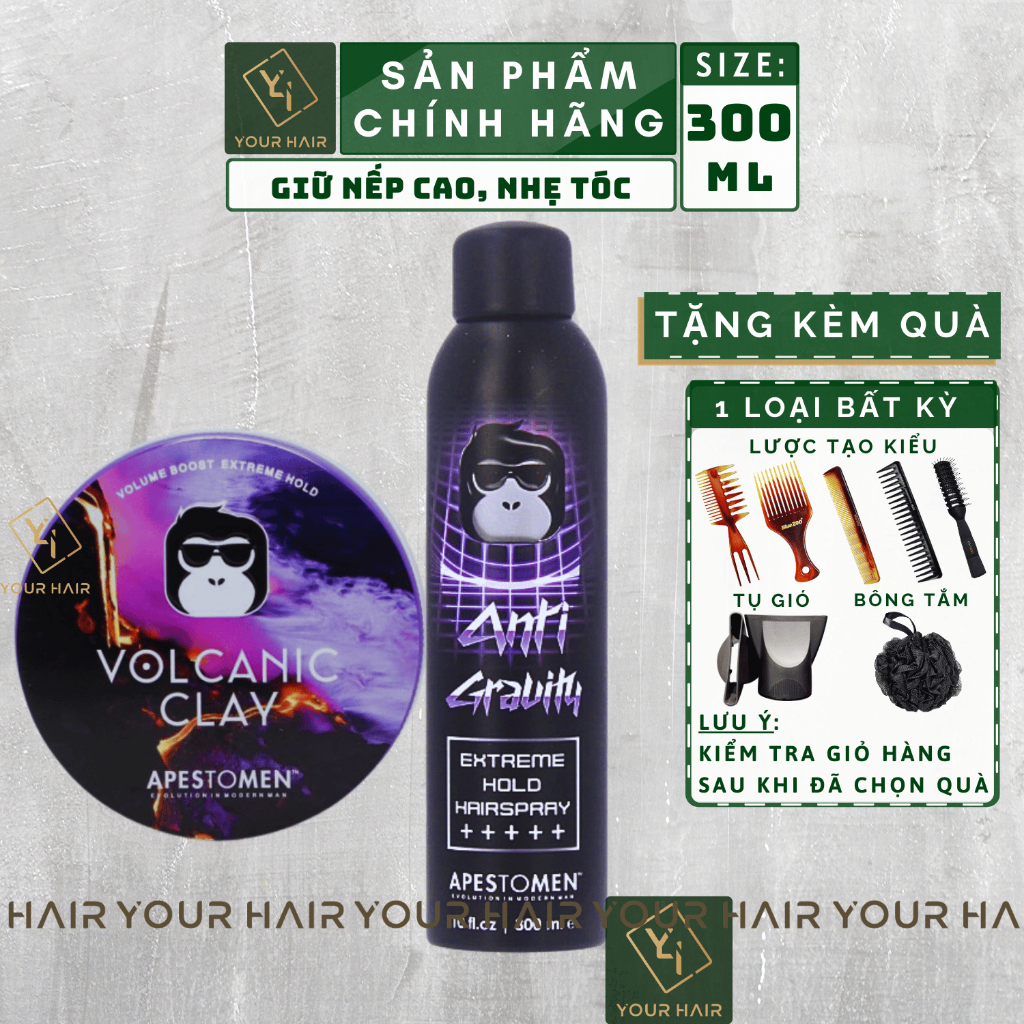 COMBO APESTOMEN Sáp Volcanic Clay 80ml + Gôm Anti Gravity Extreme Hold ...