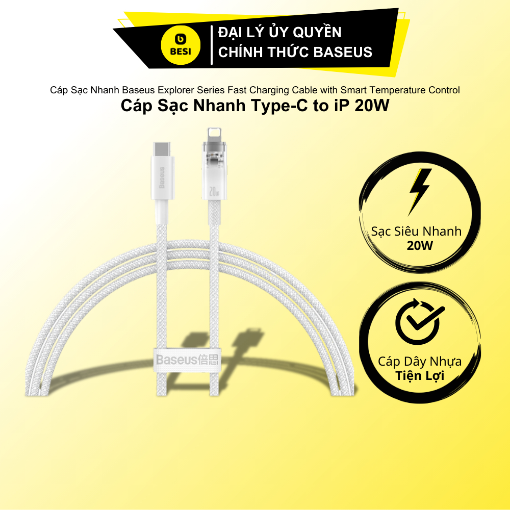 Cáp Sạc Nhanh Baseus Explorer PD 20W Type-C to Ln | Tự Động Kiểm Soát ...
