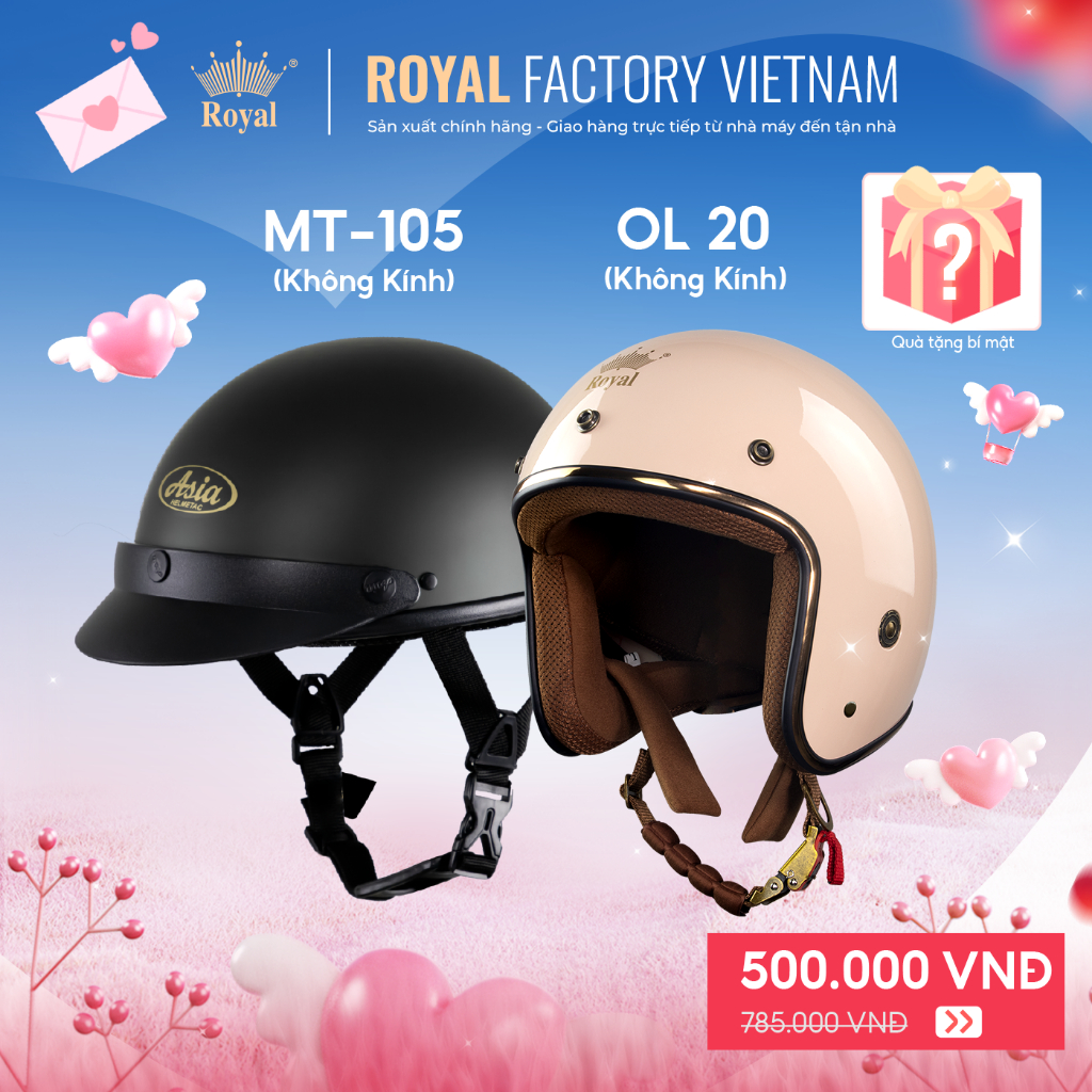 [COMBO VALENTINE] Combo 2 Mũ Bảo Hiểm 3/4 OL20 + MT-105, Nón Bảo Hiểm Cặp Đôi Bảo Hành 12 Tháng ...
