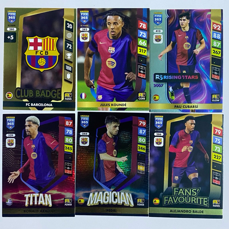 Lot thẻ bóng đá Barcelona - Panini Fifa 365 - Kounde, Cubarsi, Araujo ...