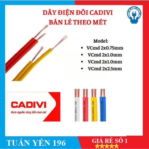 [Bán theo mét] Dây điện đôi mềm Vcmd Cadivi 2x0.5mm, 2x0.75mm, 2x1.0mm ...