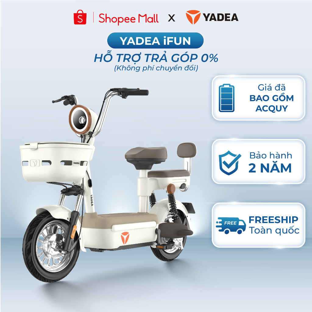 [TRẢ GÓP 0%] Xe Máy Điện YADEA IFUN 45KM Một Lần Sạc - Xe Đạp Điện ...