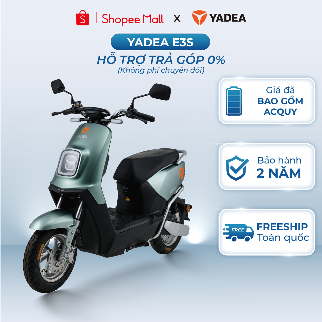 [TRẢ GÓP 0%] Xe Máy Điện YADEA E3S 80KM 1 Lần Sạc - Xe Điện YADEA E3S ...