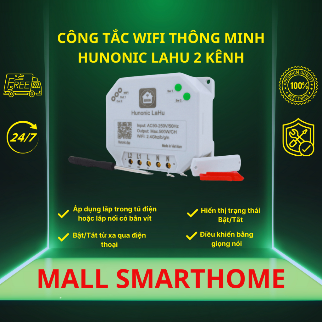 Công Tắc Thông Minh Hunonic Lahu 2 Kênh – Điều Khiển Từ Xa Qua Điện ...