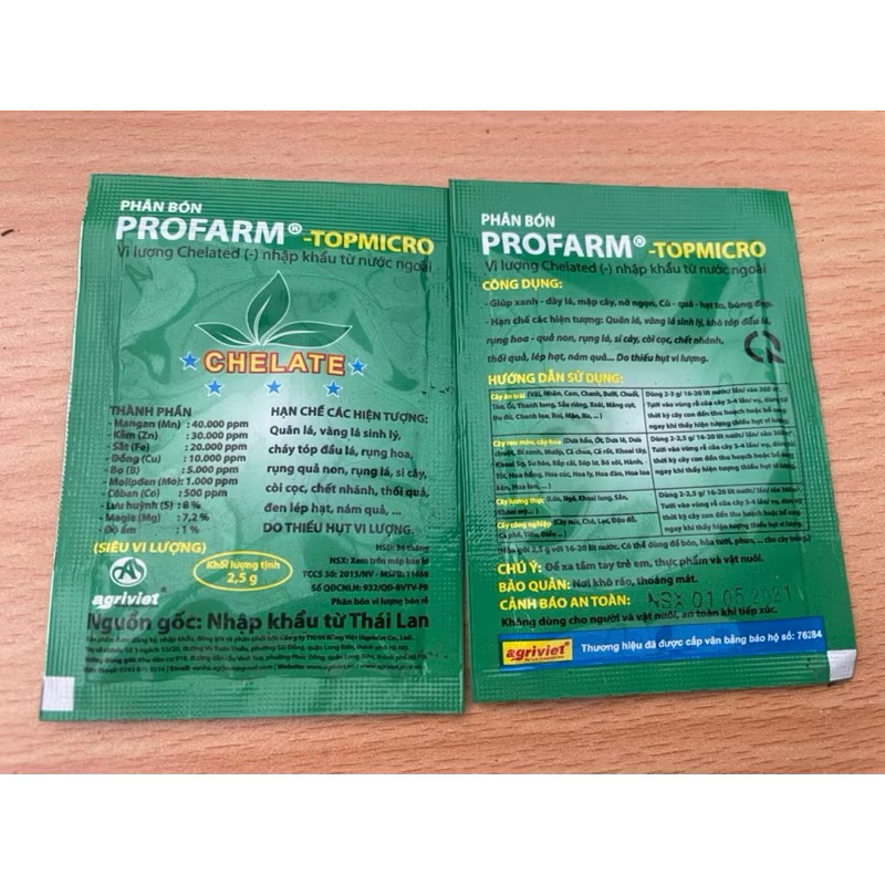Phân bón lá Siêu Vi Lượng Chelate Profarm TopMicro gói 2 gram Thái Lan | Shopee Việt Nam