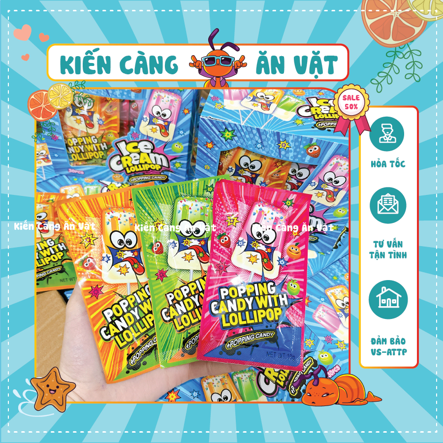 [COMBO 5 CHIẾC] Kẹo Mút Trái Cây Que Kem Mix Kẹo Nổ 2in1 Popping Candy ...