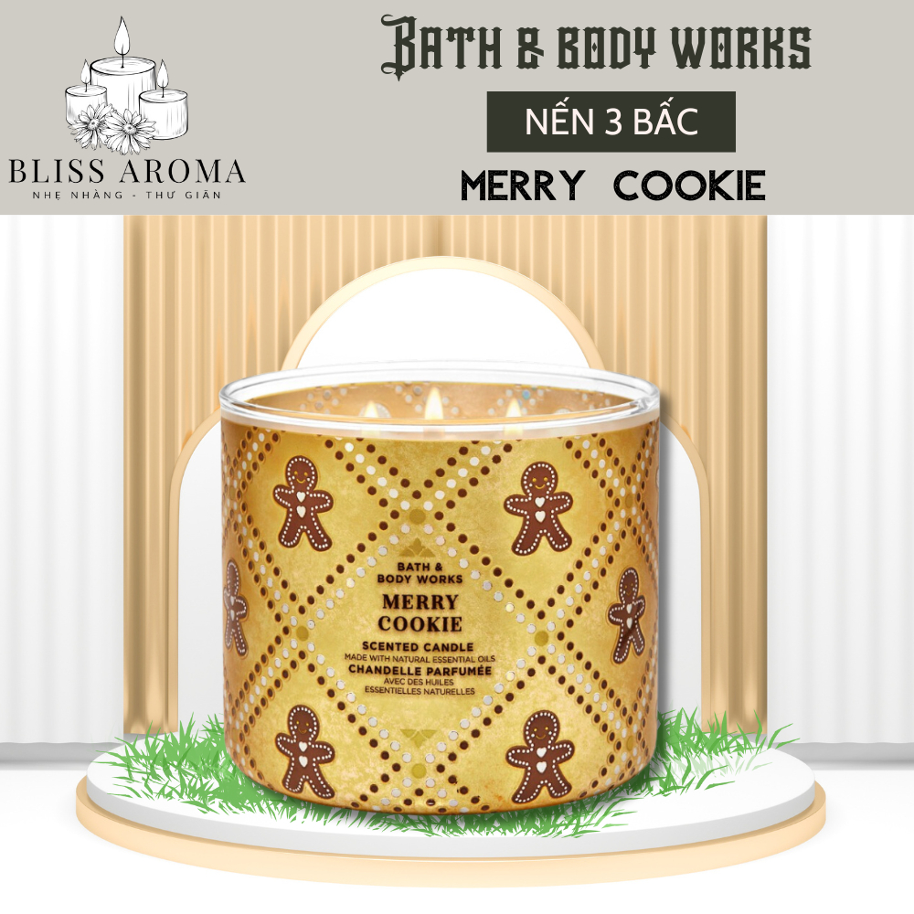 Nến thơm 3 bấc Bath & Body Works Merry Cookie 411g - White Barn 3 Wick ...