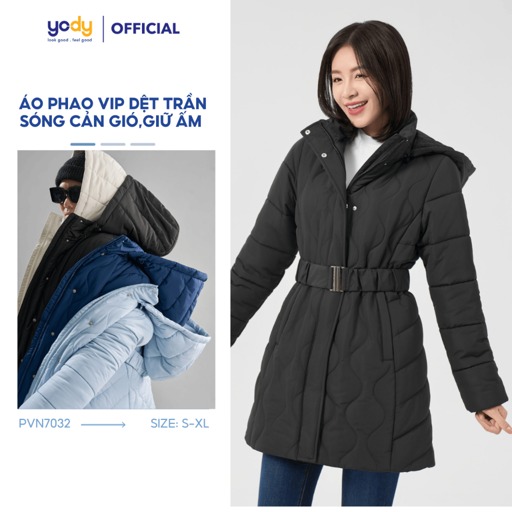 Áo Phao Nữ YODY Phao VIP Dài, Mũ Rời, Siêu ấm, Siêu nhẹ TRA - PVN7032 | Shopee Việt Nam