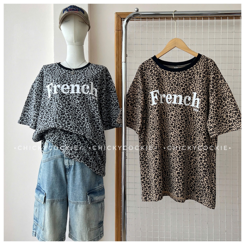 Áo thun vải da beo in French | Shopee Việt Nam