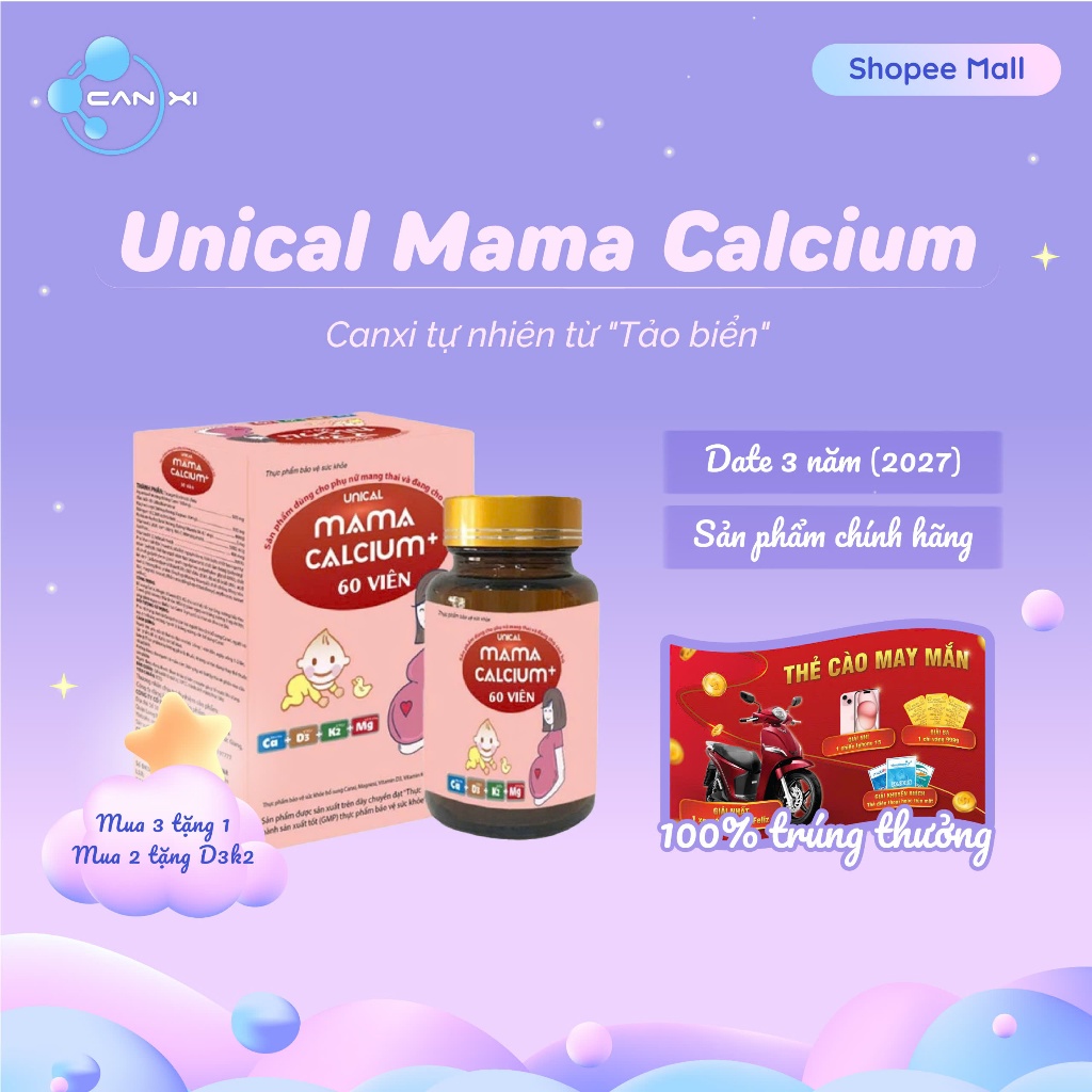 Unical Mama Calcium giúp bổ sung Canxi, Vitamin D3K2, Sắt cho bà bầu và ...