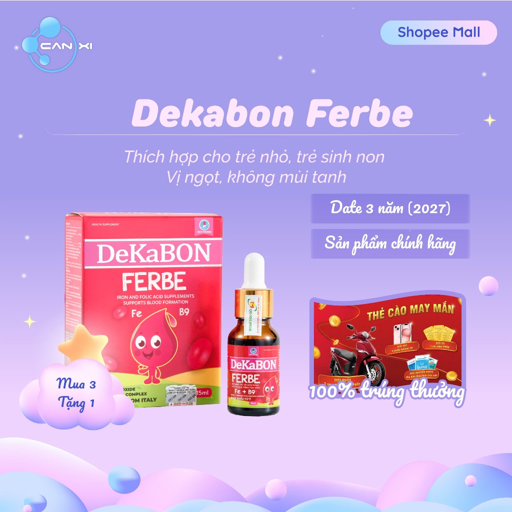 Vitamin Dekabon Fe giúp giảm nguy cơ thiếu máu thiếu Sắt, bổ sung chất ...