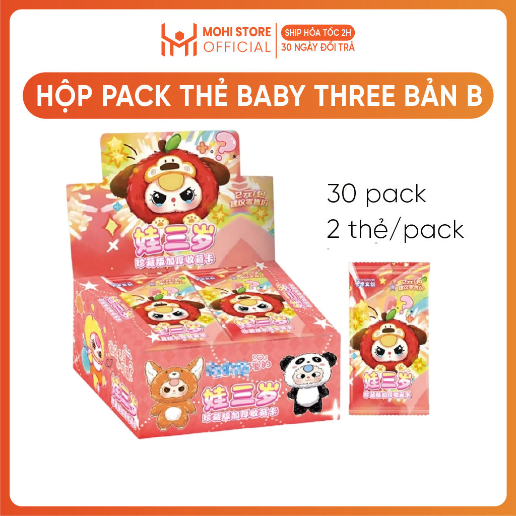 Hộp pack thẻ Baby Three bản B - 1 Hộp = 30PACK - Mỗi pack có 2 thẻ- Cao ...