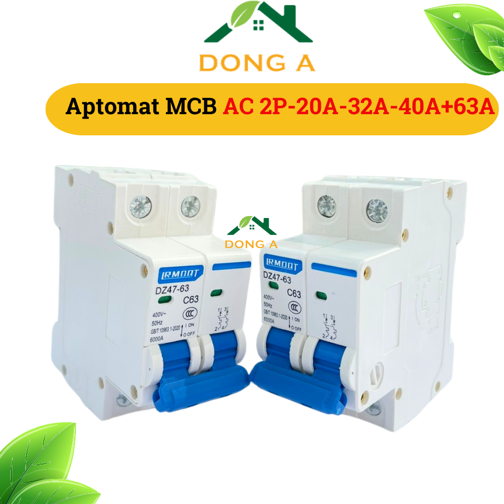 Aptomat AC MCB 2P loại 20A~ 63A, Attomat bảo vệ chống ngắn mạch quá tải_DA2 | Shopee Việt Nam