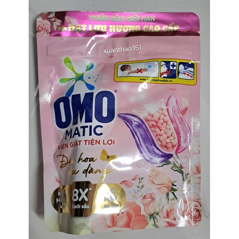 (HỎA TỐC, HCM) Túi viên giặt OMO Matic phiên bản giới hạn Đóa hoa dịu dàng 105g (10 viên x 10.5g ...