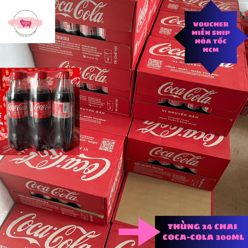 THÙNG 24 Chai Nước Ngọt Giải Khát Có Ga Coca-Cola 300ml/Chai ( BAO BÌ THAY ĐỔI TÙY ĐỢT NHẬP DATE ...
