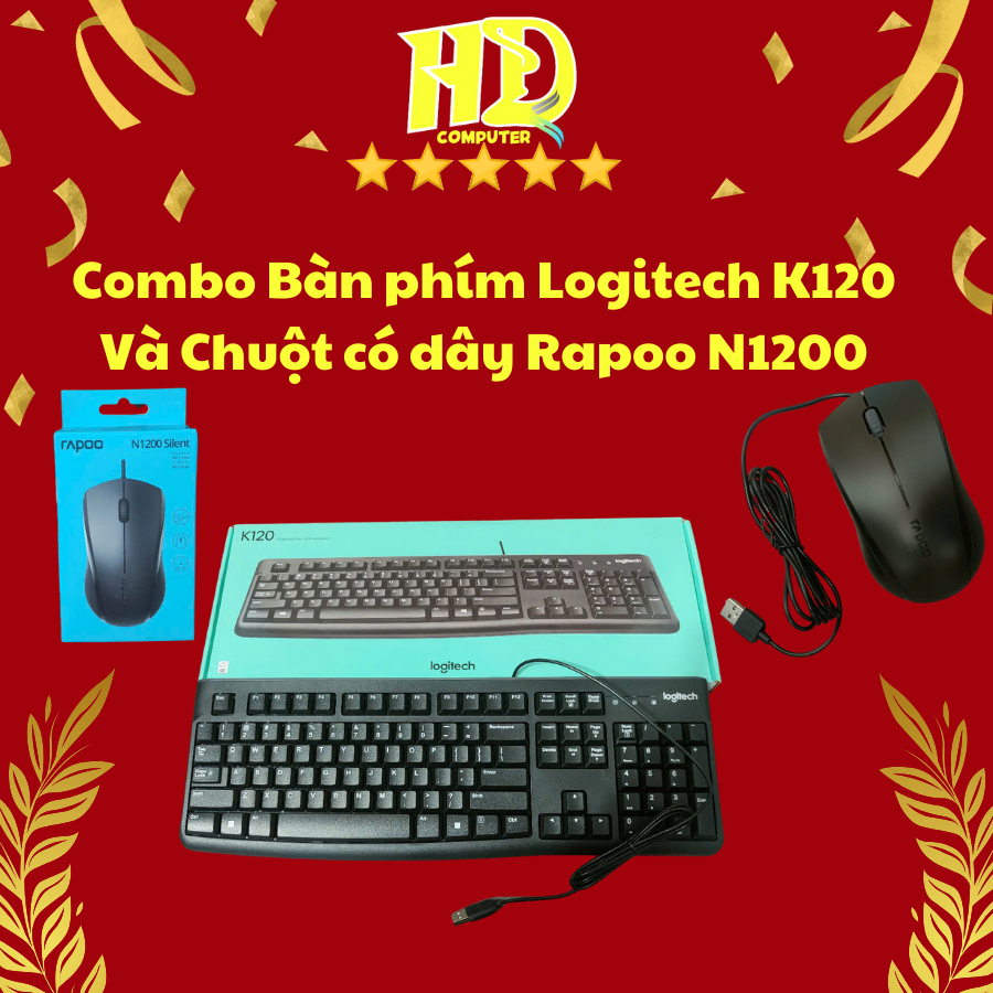 Combo bàn phím Logitech K120 và chuột Rapoo N1200 - HÀNG CHÍNH HÃNG ...