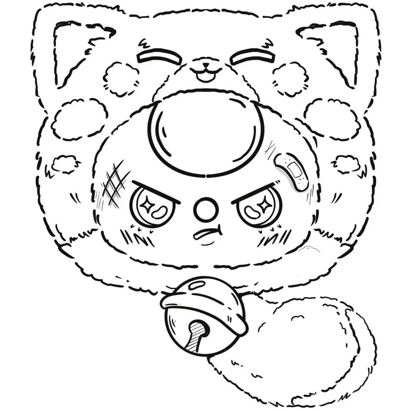 Baby three Lucky Cat zipper bag (giấy dày 180gsm) - Set 10 tranh tô màu ...