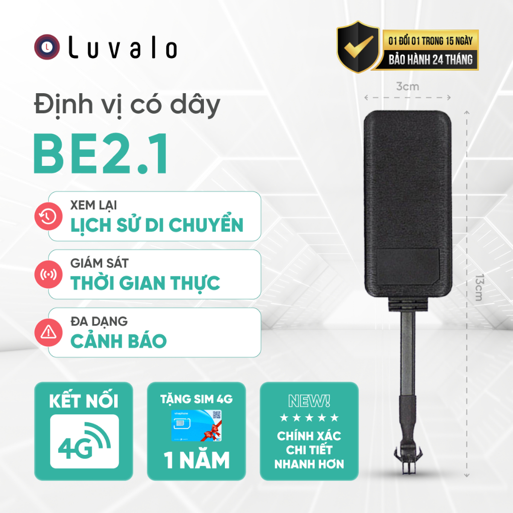 Định Vị Xe Máy Ô Tô Gps Luvalo BE2.1 4G Độ Chính Xác Cao Giám Sát Thời Gian Thực - Bảo Hành 24 ...