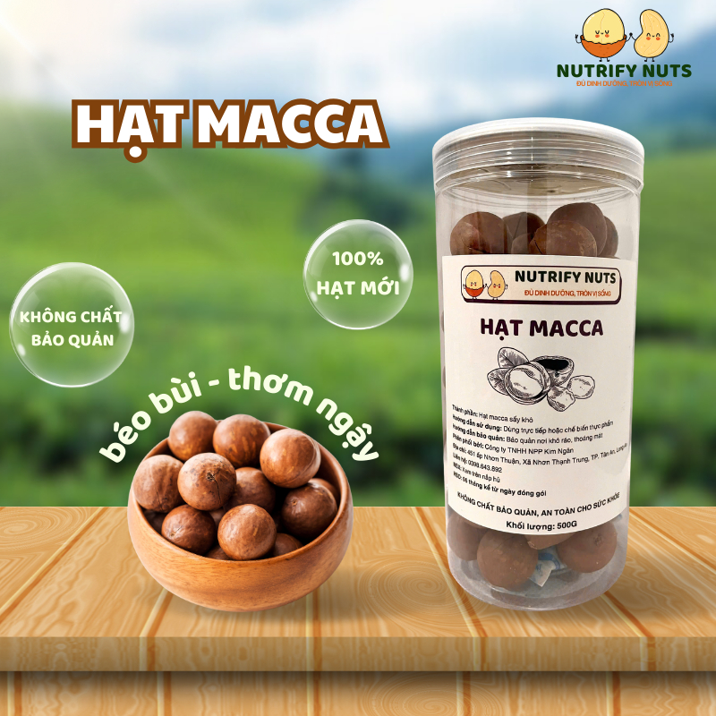Hạt Macca NUTRIFY NUTS 300-500gram, hạt macadamia to tròn đều giàu dinh ...