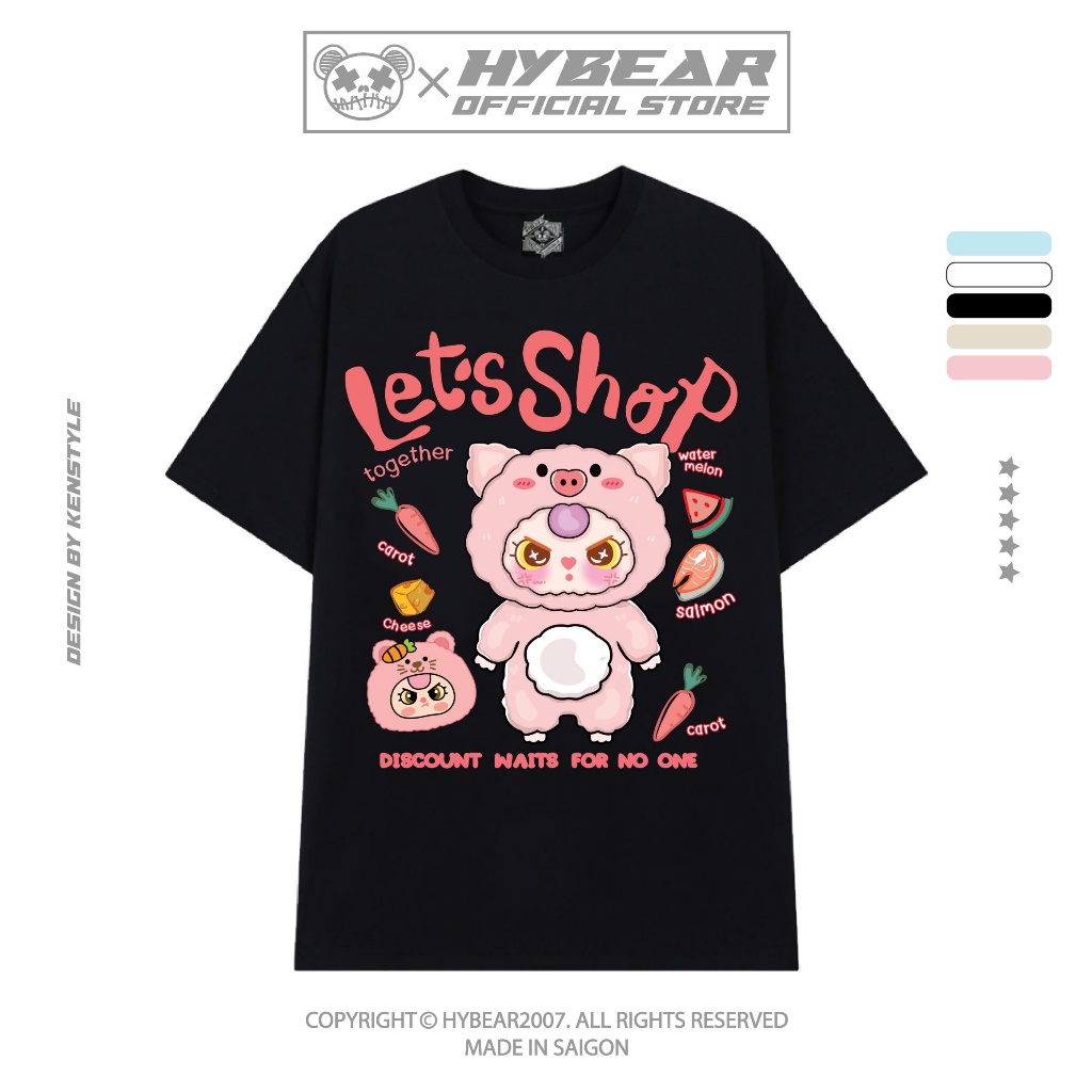 [MUA 2SP TẶNG 1 TÚI TOTE] Áo Thun Unisex HYBEAR form rộng boxy ...