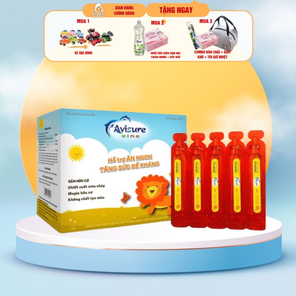 Avisure ZinC kẽm hữu cơ cho bé hỗ trợ ăn ngon, tăng đề kháng 20 ống ...