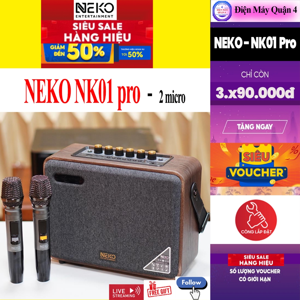 Neko NK01 Pro -- Loa karaoke xách tay Neko NK01, kèm 01 mic không dây ...