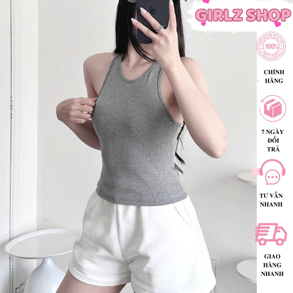 Áo Yếm Nữ Dáng Dài Ôm Body Sexy GirlZ , Áo Kiểu Nữ Ba Lỗ Cổ Yếm Thun Borip MỊn Mùa Hè Basic Hàn ...