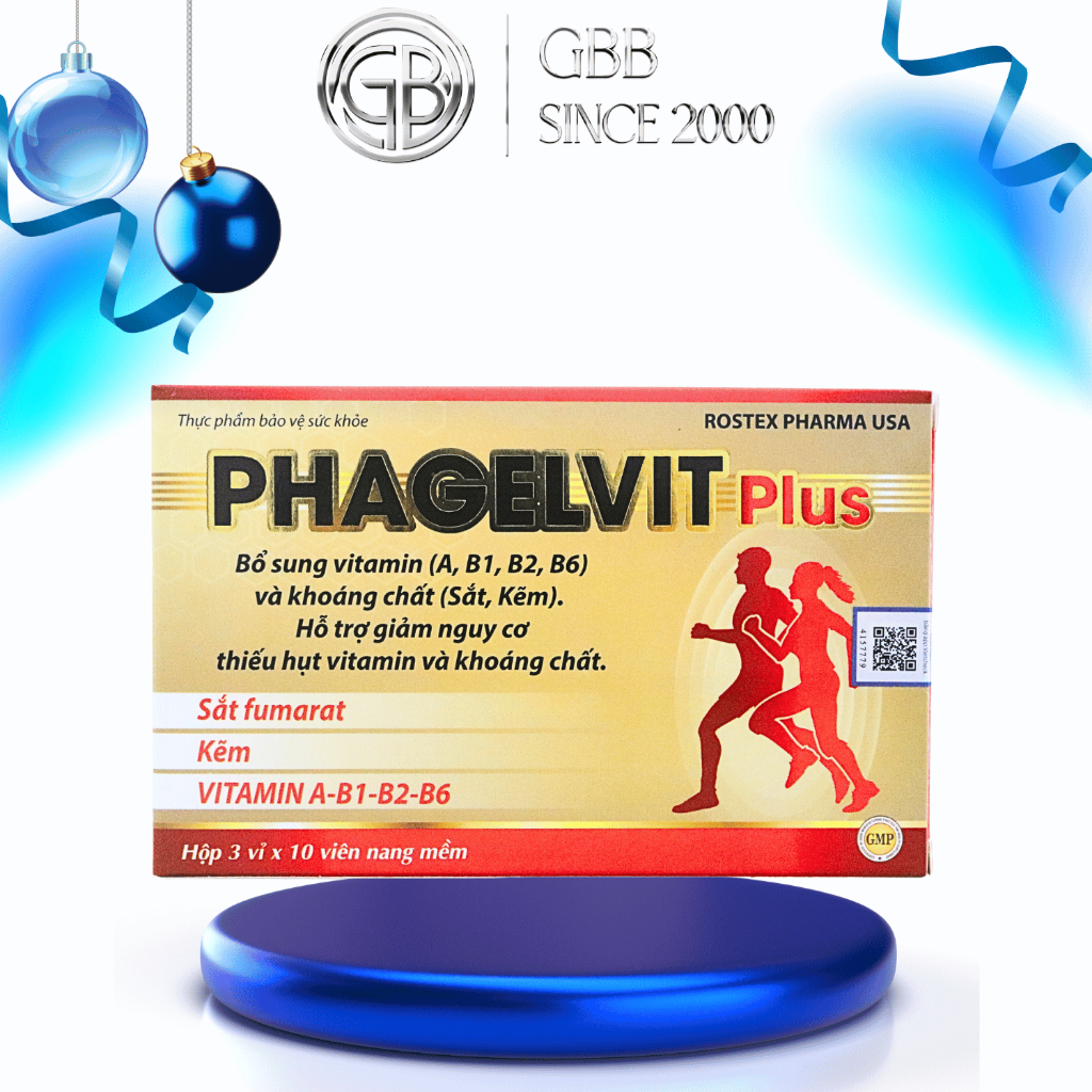 Viên uống Phagelvit Plus bổ sung vitamin và khoáng chất (Hộp 30 viên ...