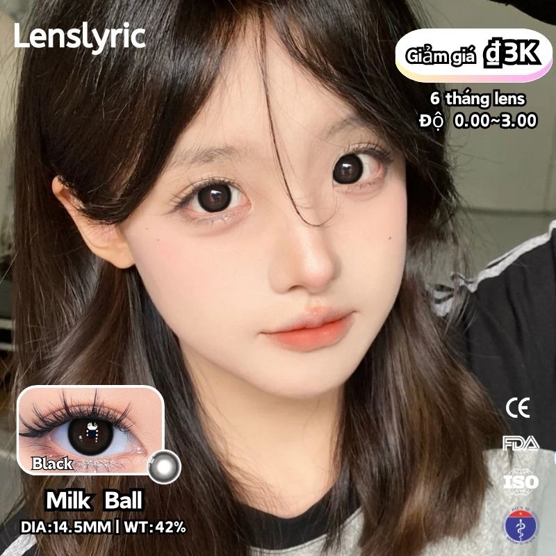 [đen lens 0~3độ]Lensl Eyes lens đen cận Kính áp tròng cận lens black devil eyes lens Sinh viên ...