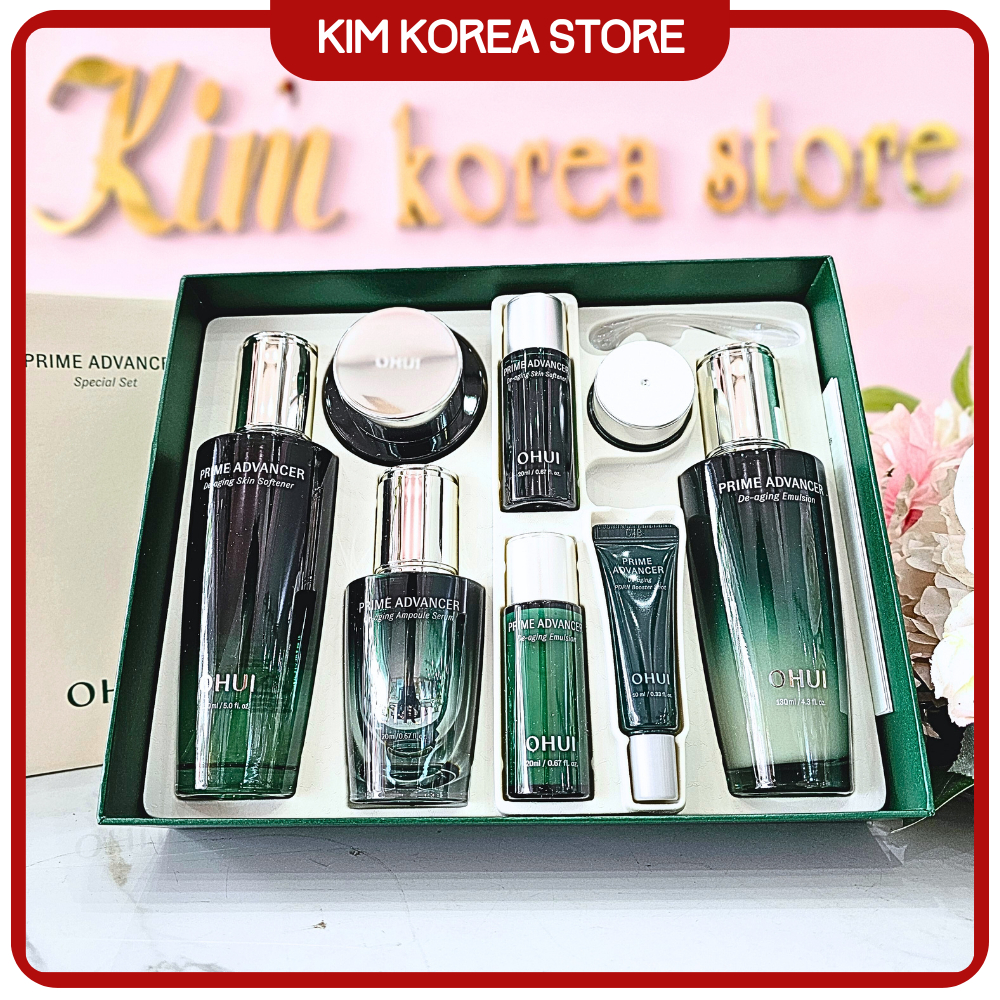 Set dưỡng OHUI xanh ⚡CHÍNH HÃNG⚡ Bộ kem dưỡng tái tạo da Prime Advancer, combo phục hồi trẻ hóa ...