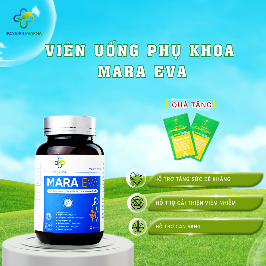 COMBO Viên Uống Phụ Khoa Mara Eva Hoà Bình Pharma Giúp Hỗ Trợ Các Vấn ...