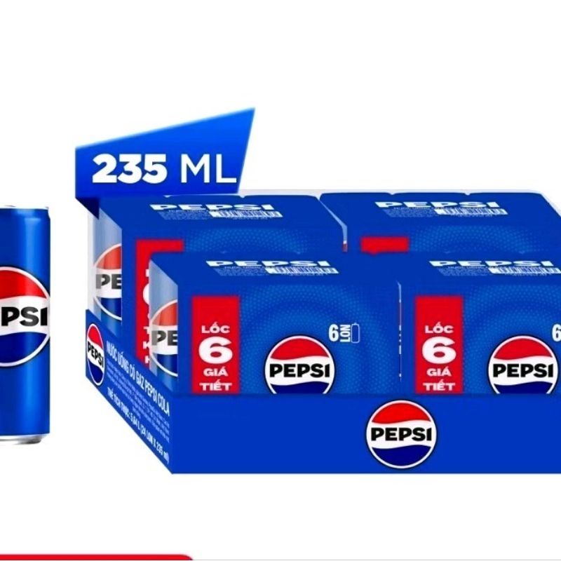 Nước Ngọt Có Gaz Pepsi 235ml 6lon/lốc, 24 lon/thùng | Shopee Việt Nam
