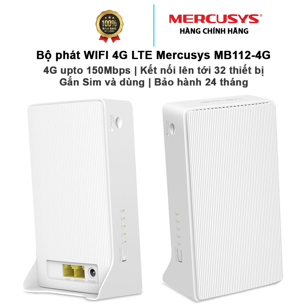 Router WIFI 4G LTE Mercusys MB112-4G - 4G upto 150Mbps - Băng tần 2.4Ghz Gắn Sim và sử dụng ...