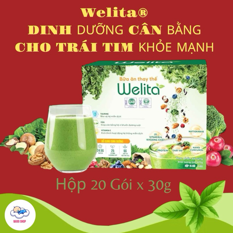 Welita - Bữa ăn thay thế đầy đủ dinh dưỡng từ 100% thực vật (Hộp 20 GÓI ...