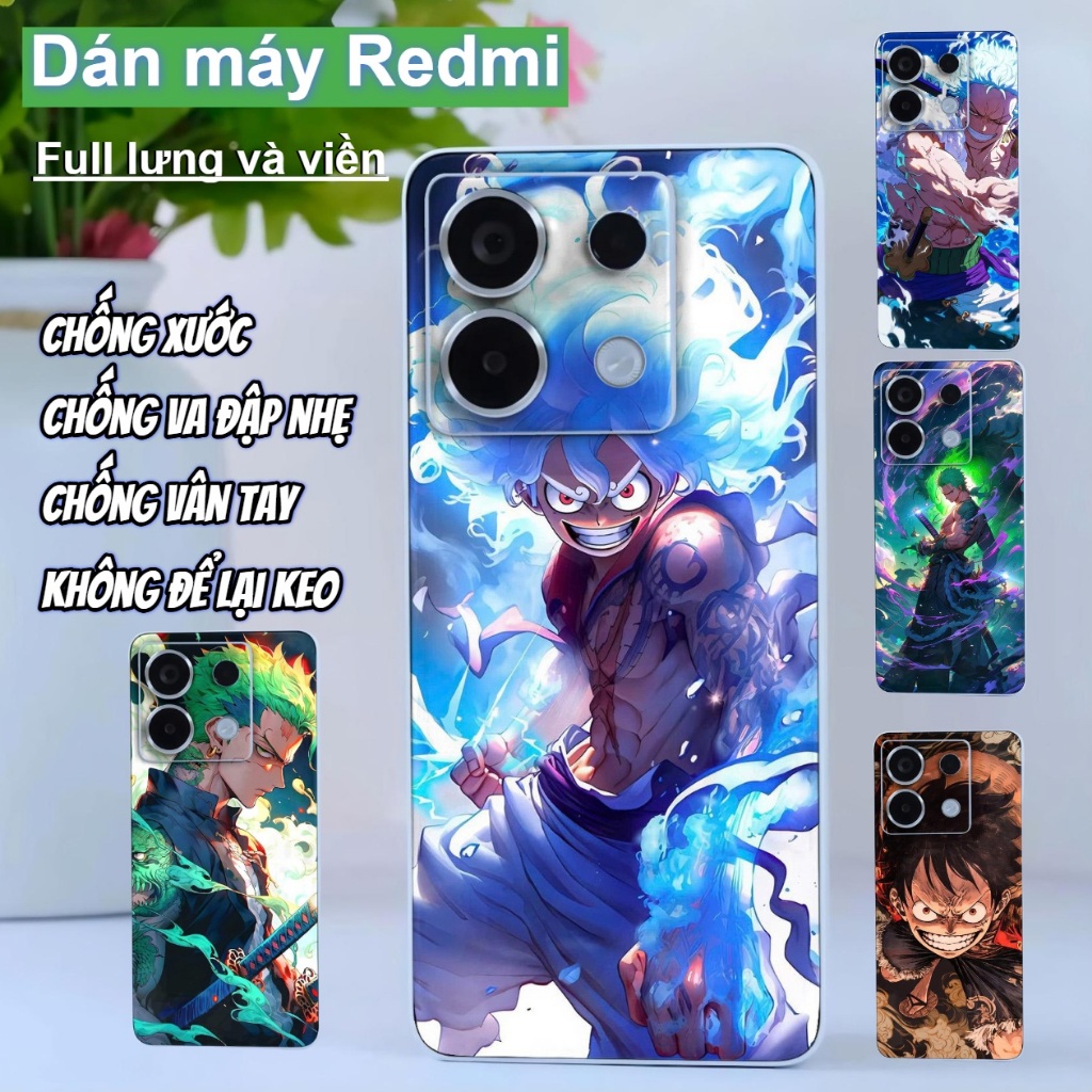 Miếng dán Skin Mặt lưng sau full viền Xiaomi Redmi Note 13 Pro 5G , 12 Turbo ,K70 Pro , K40 Pro ...