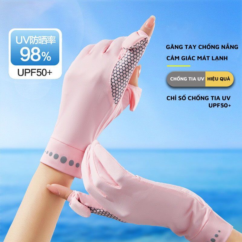 Găng tay nữ chống nắng TUMIE bao tay chống nắng hở ngón chất lụa lạnh ...