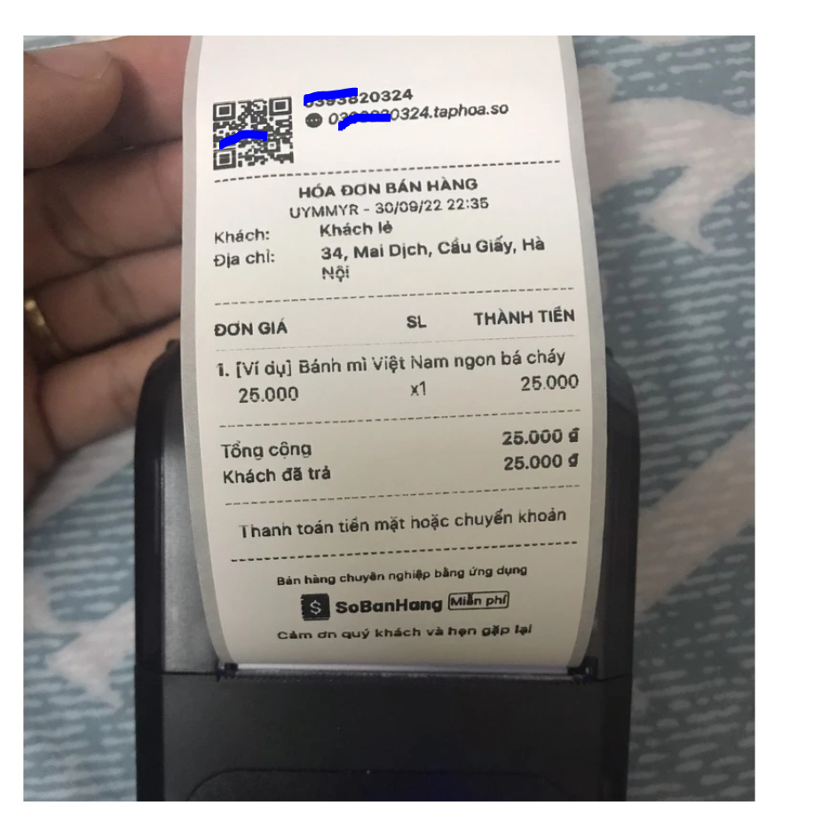 PT210 Máy in bill tính tiền tạp hóa, quán ăn, spa,- in mã vận đơn sàn ...