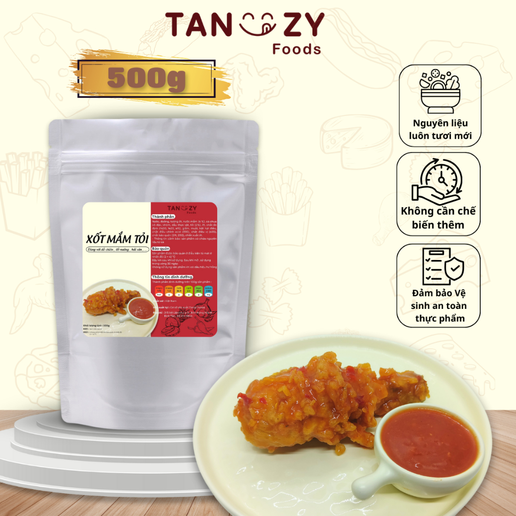 Xốt Mắm Tỏi Tanzy Foods 500g dùng phủ gà rán , chấm đồ nướng , mì trộn ...