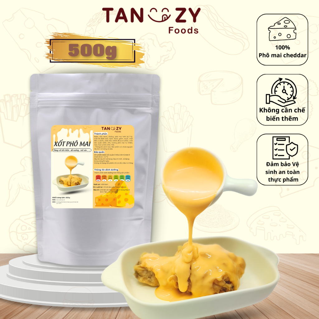 Xốt Phô Mai Tanzy Foods 500g chấm gà rán đồ chiên , mì trộn , hải sản ...