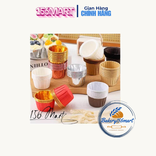 50 LY CUPCAKE NƯỚNG BÁNH GIẤY NHÔM MẠ VÀNG BẠC CHỊU NHIỆT, CUPCAKE ...