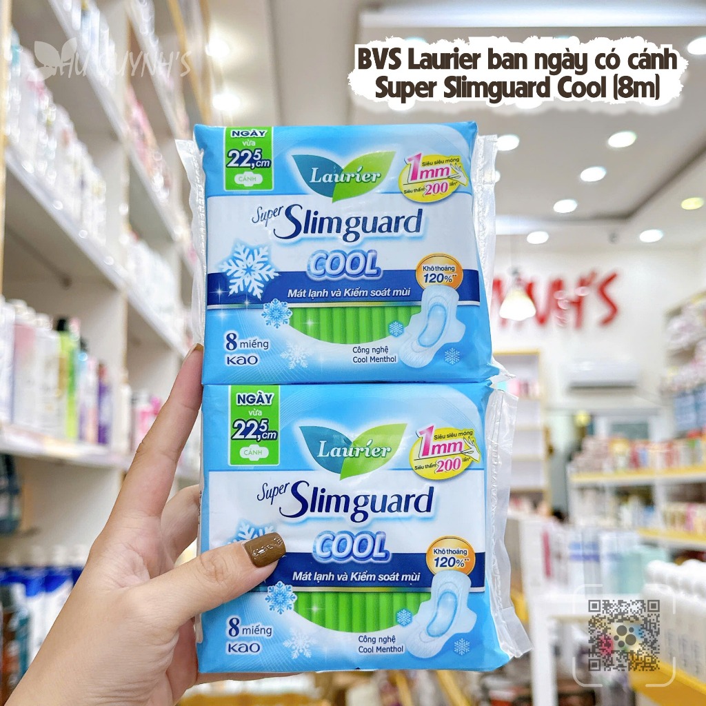 Băng vệ sinh Laurier Super Slimguard Cool Kao kháng khuẩn 99,99%, ngăn ...