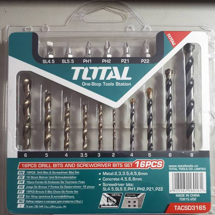 Bộ mũi khoan đa năng và bắt vít 16 chi tiết Total TACSD3165 | Shopee ...