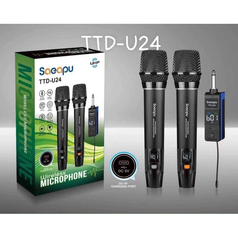 micro đa năng TTD u24 loại 2 mic phù hợp với các loại loa kéo, âm ly ...