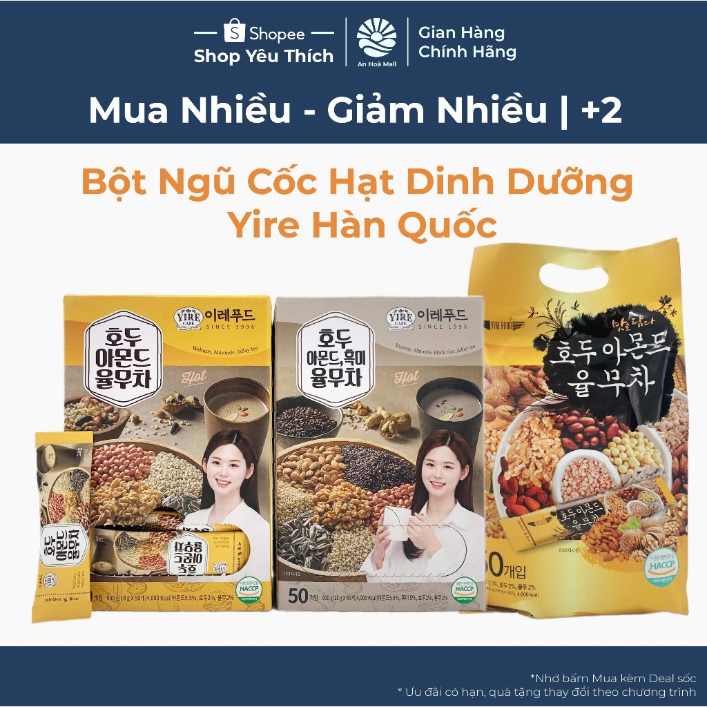 [Chính Hãng] Bột Ngũ Cốc Thuần Chay Yire Hàn Quốc 50 Gói 900g | Shopee ...