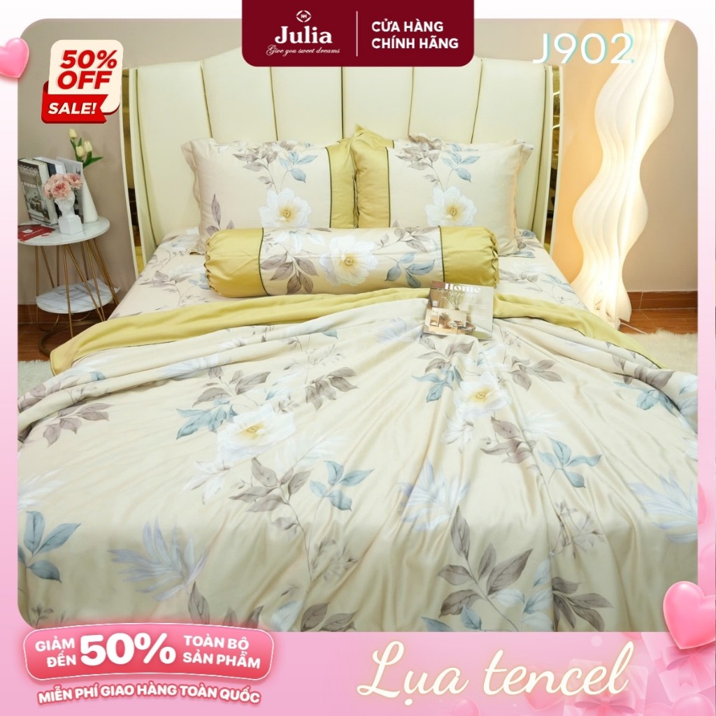 Bộ chăn ga gối ra giường lụa tencel 100s cao cấp Hàn Quốc Julia 902 ...