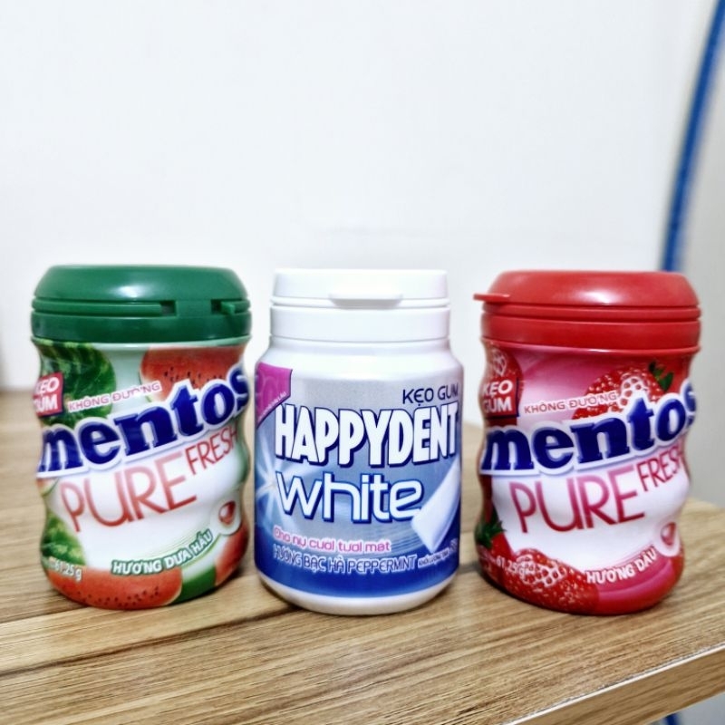 Kẹo Gum Không Đường Mentos Pure Fresh Hương Dưa Hấu / Dâu Lọ 61,25g ...