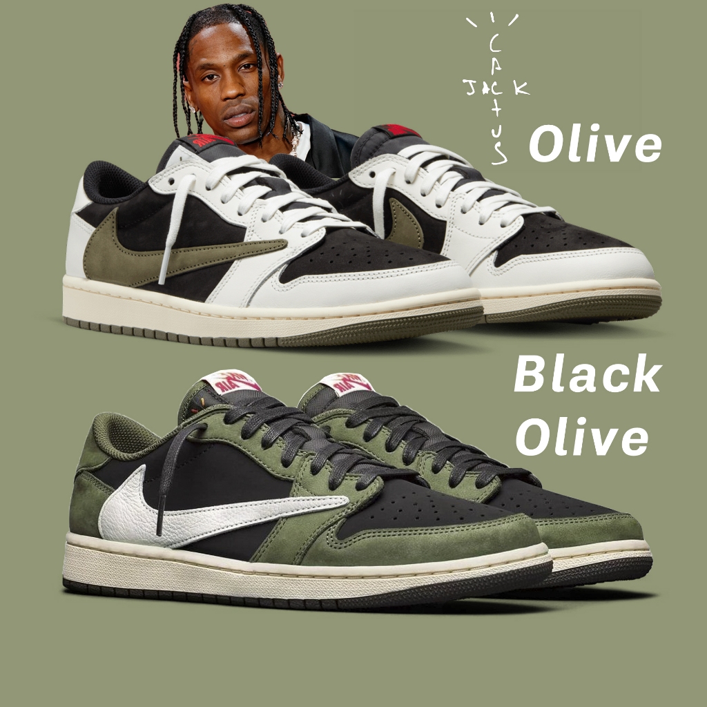 Giày Thể Thao Travis Scott X JD1 Low Black Olive Màu Xanh Rêu Cổ Thấp ...
