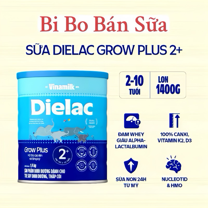 [DATE-2026] COMBO 2 LON Sữa Bột Vinamilk Dielac Grow Plus 1+/ 2+ Lon 850g/ 1.4kg | Shopee Việt Nam