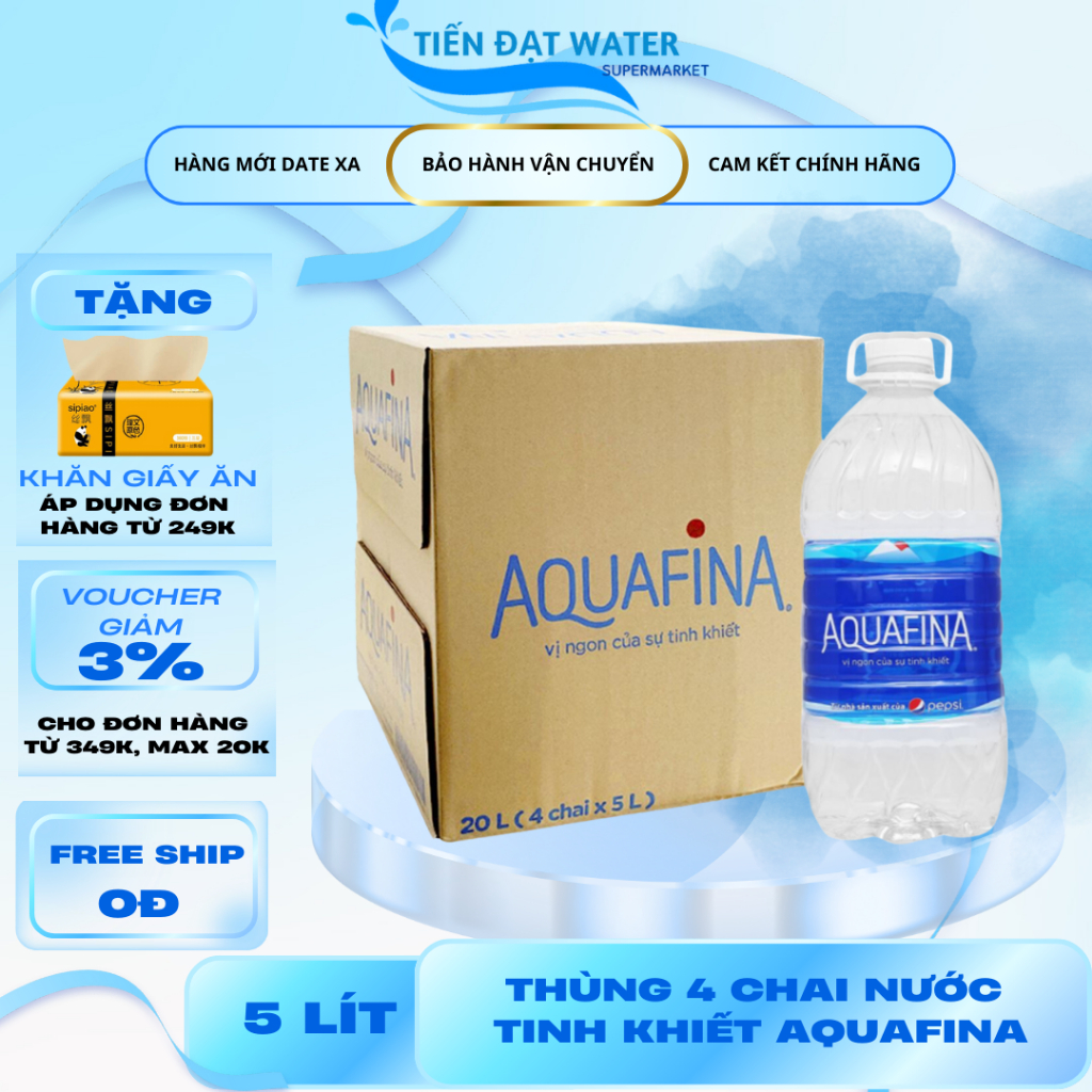 Nước Aquafina Thùng 4 x 5000ml Nước Uống Tinh Khiết Đóng Chai Của Pepsico, Thanh Khiết, Giải ...